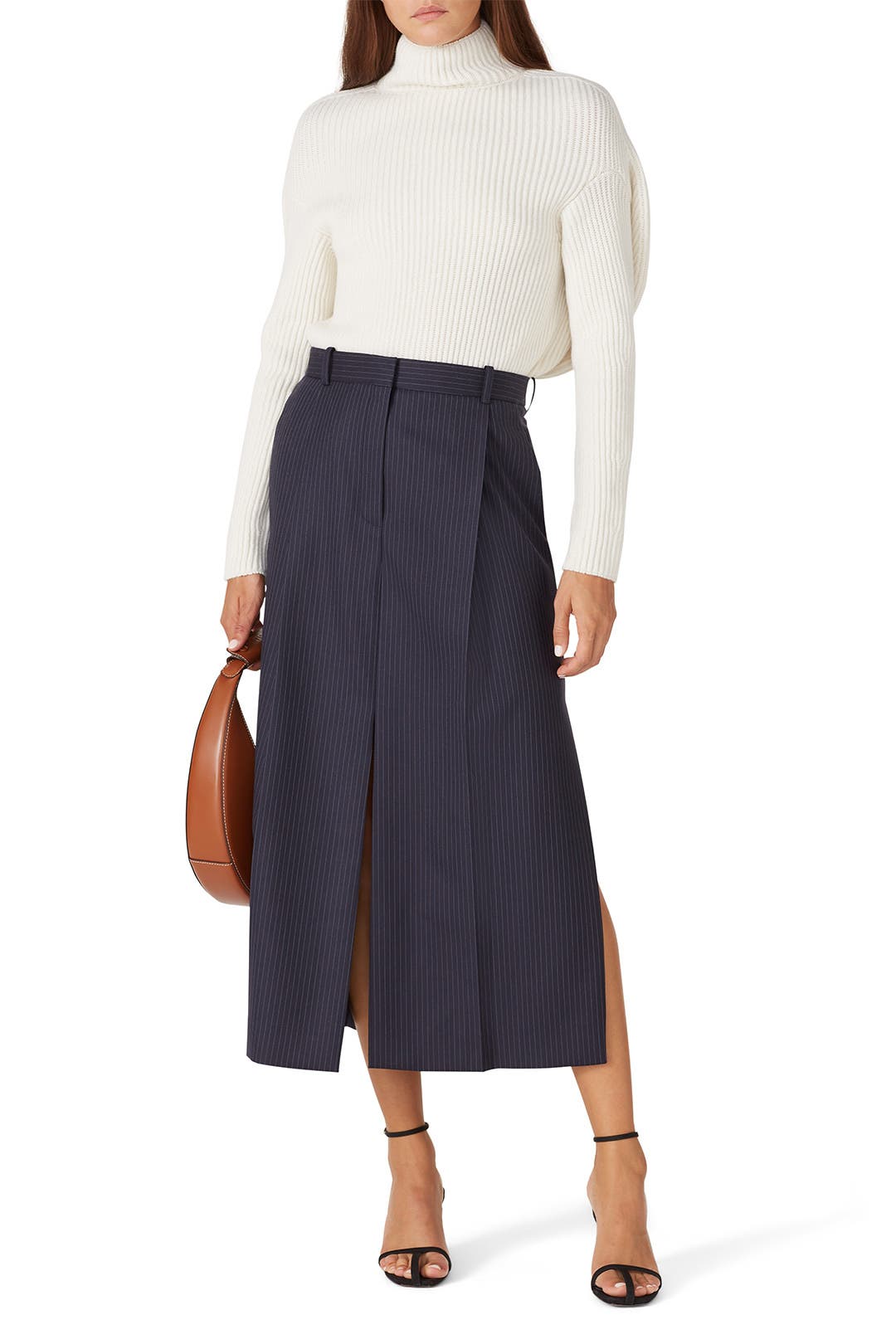 White Ribbed Turtleneck by Nina Ricci | Rent the Runway