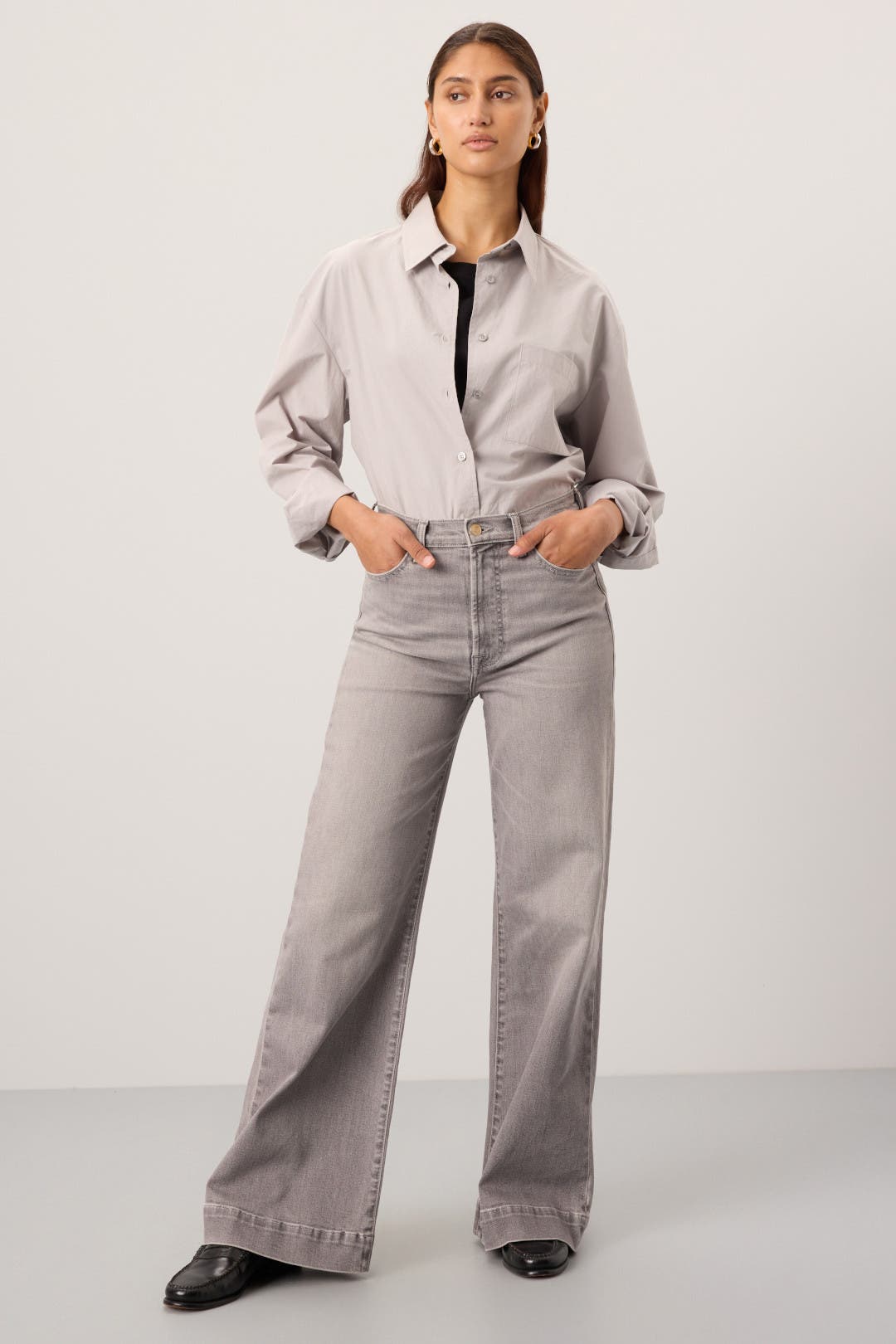 Ultra High Rise Grey Jeans by 7 For All Mankind | Rent the Runway