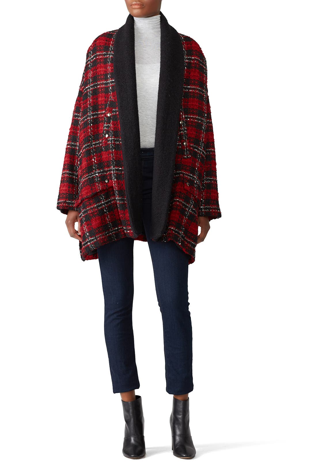 Tweedy Checks Sweater Coat by The Kooples | Rent the Runway