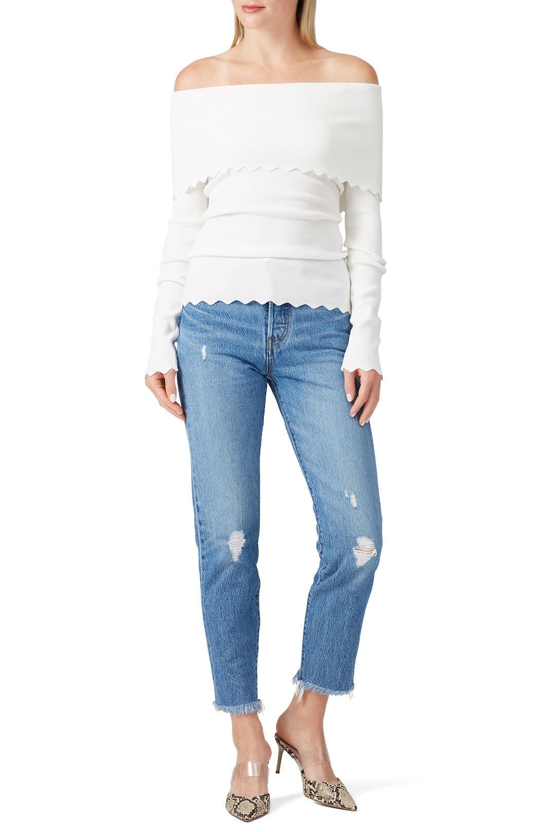 Foldover Scallop Sweater by Milly | Rent the Runway