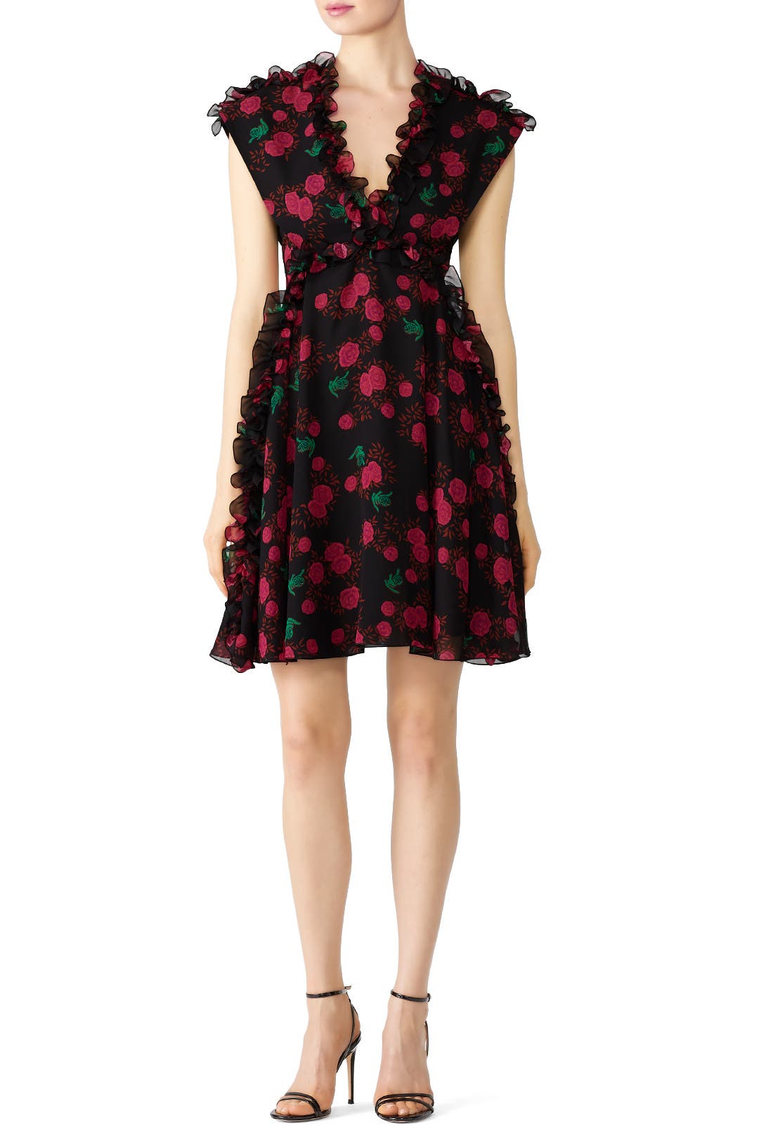 Rose Ruffle V-Neck Dress by Giamba | Rent the Runway