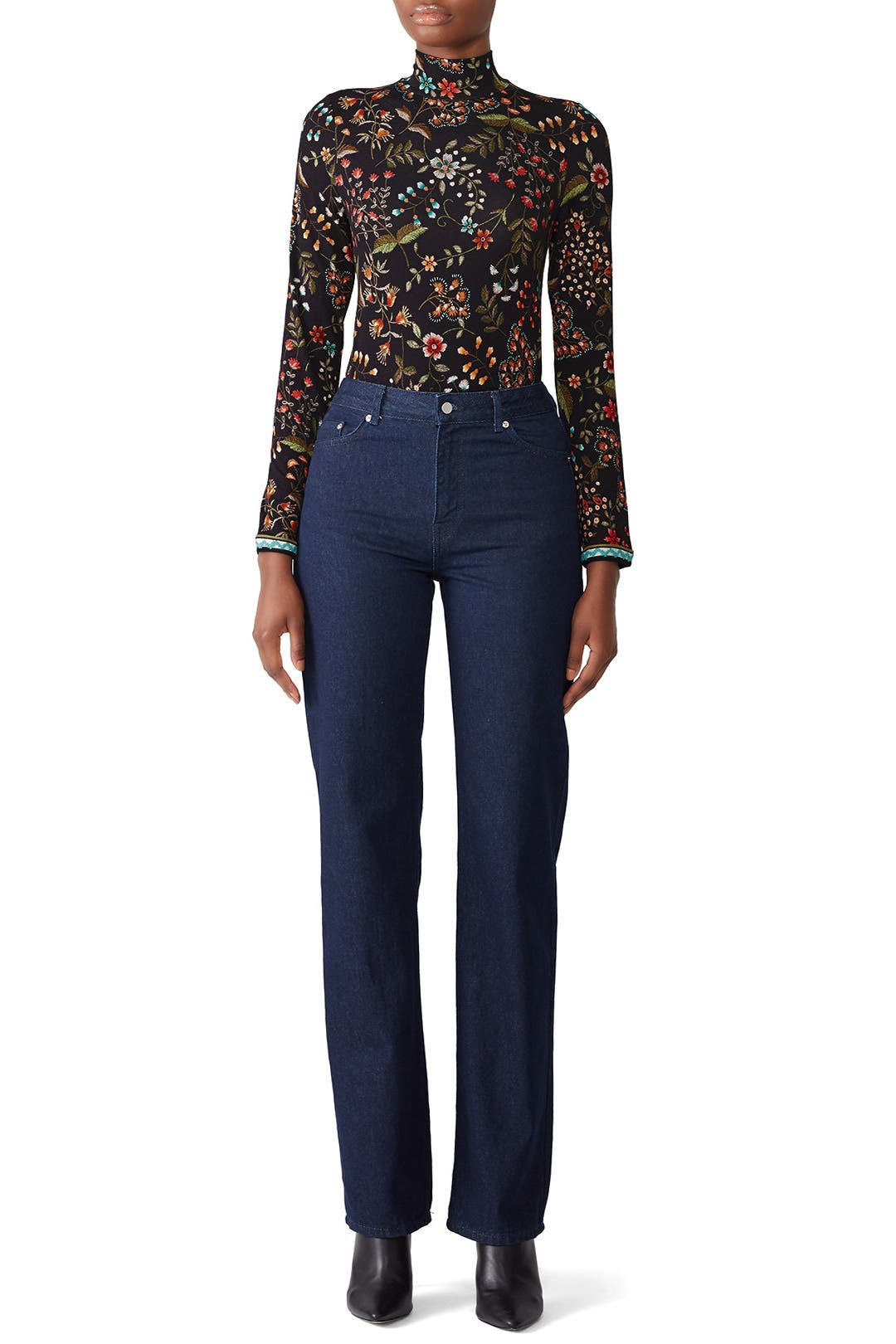 Floral Turtleneck Top by Aldomartins | Rent the Runway