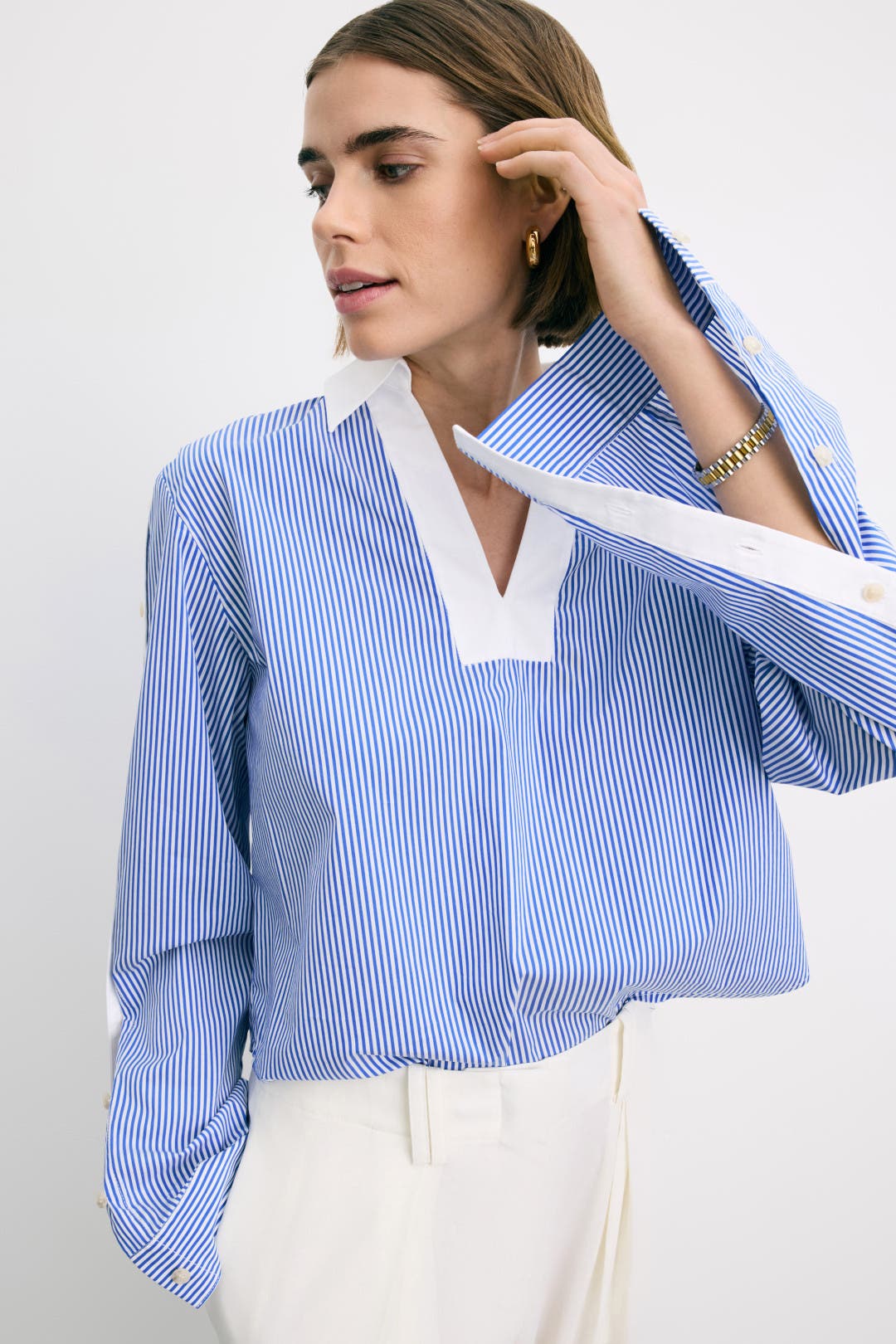 Woven Polo With Button Detail by NAADAM | Rent the Runway
