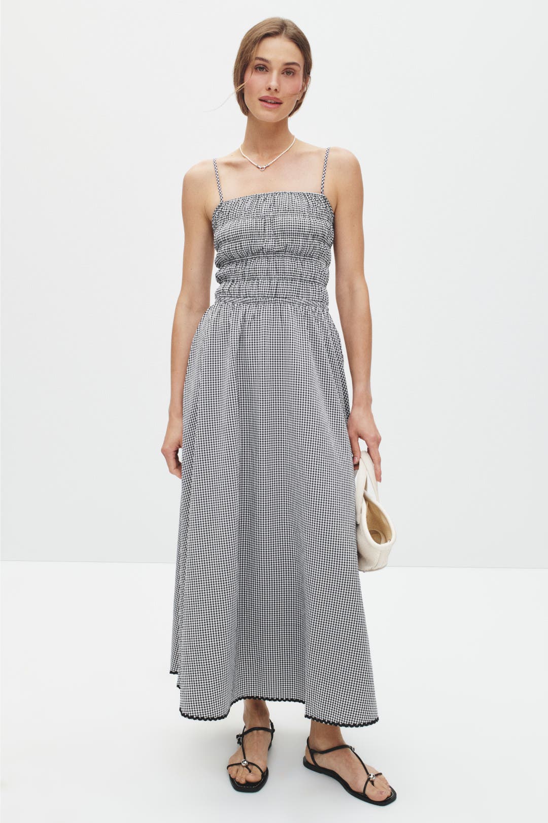The Delta Dress Noir Gingham by Solid & Striped | Rent the Runway
