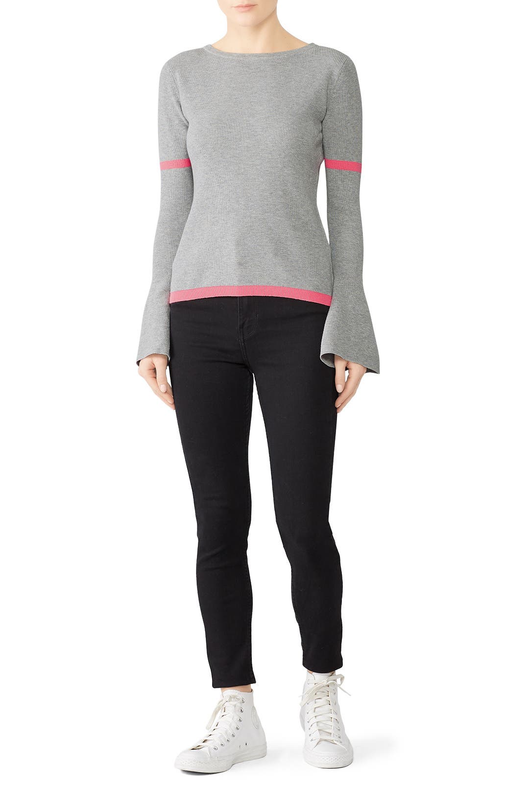 Grey Bell Sleeve Sweater by Slate & Willow | Rent the Runway