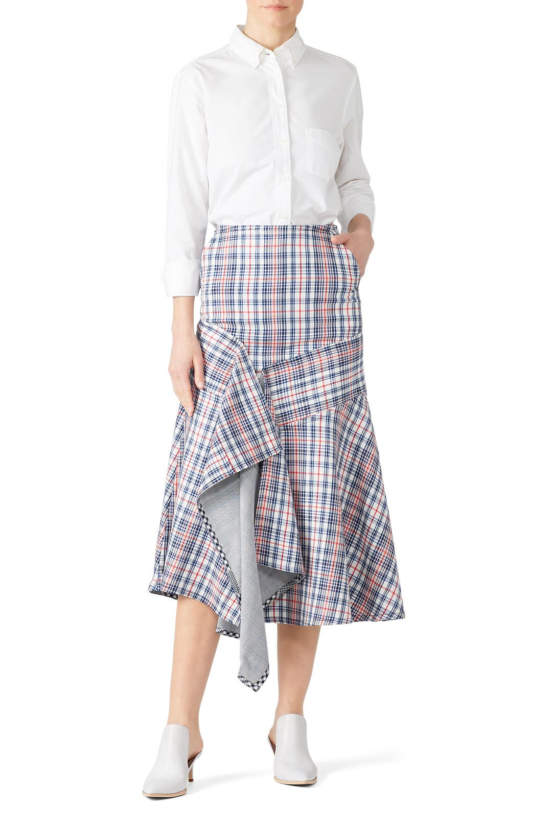 Structured Draped Midi Skirt by TEIJA | Rent the Runway