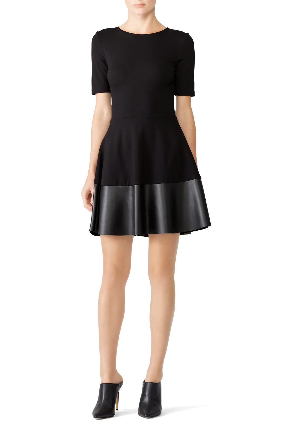 Black Pleather Trim Dress by Slate & Willow | Rent the Runway