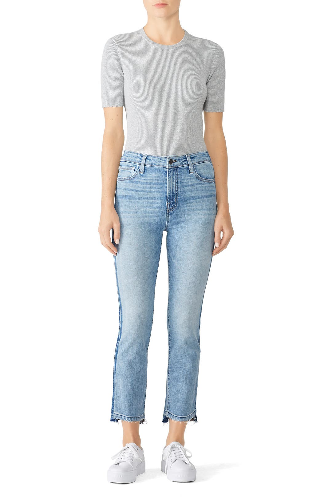Two Tone Modern High Rise Crop Jeans by Sanctuary | Rent the Runway