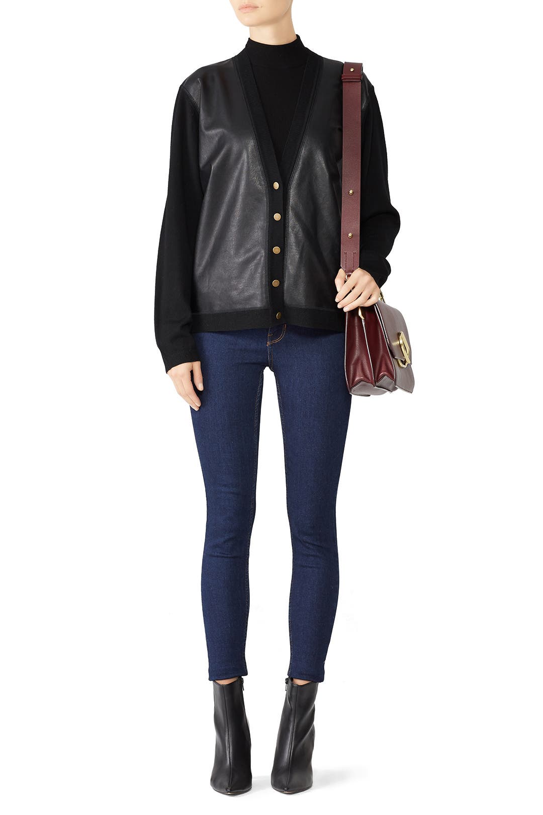 Houston Faux Leather Cardigan by Cynthia Rowley | Rent the Runway