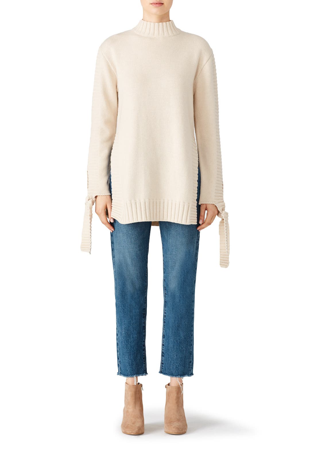 Ivory Side Slit Sweater by Moon River | Rent the Runway