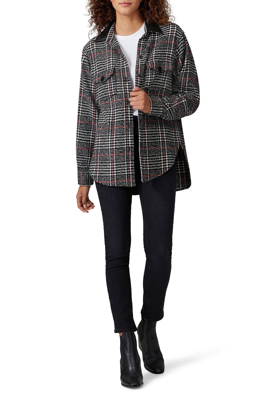 Plaid Leather Detail Shirt by Fifteen Twenty | Rent the Runway