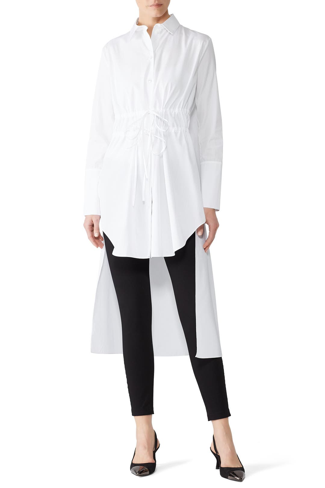 Woven High Low Drawstring Shirt by Jil Sander Navy | Rent the Runway