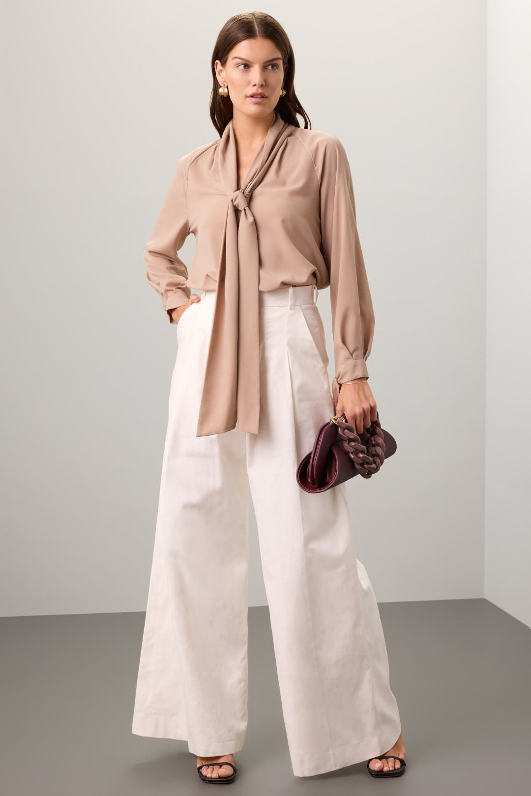 Beige Wrap Neck Top by Obando x RTR | Rent the Runway