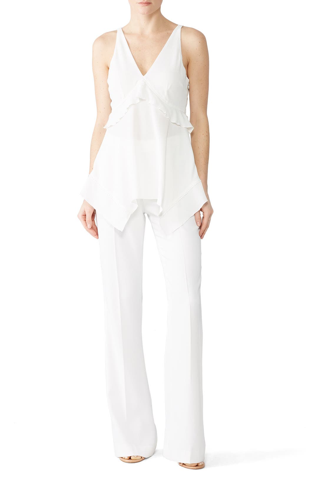White Ruffle Detail Cami by Derek Lam 10 Crosby | Rent the Runway
