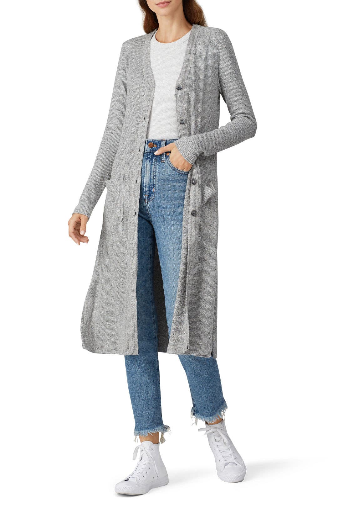 Grey Pocket Duster by Fifteen Twenty | Rent the Runway