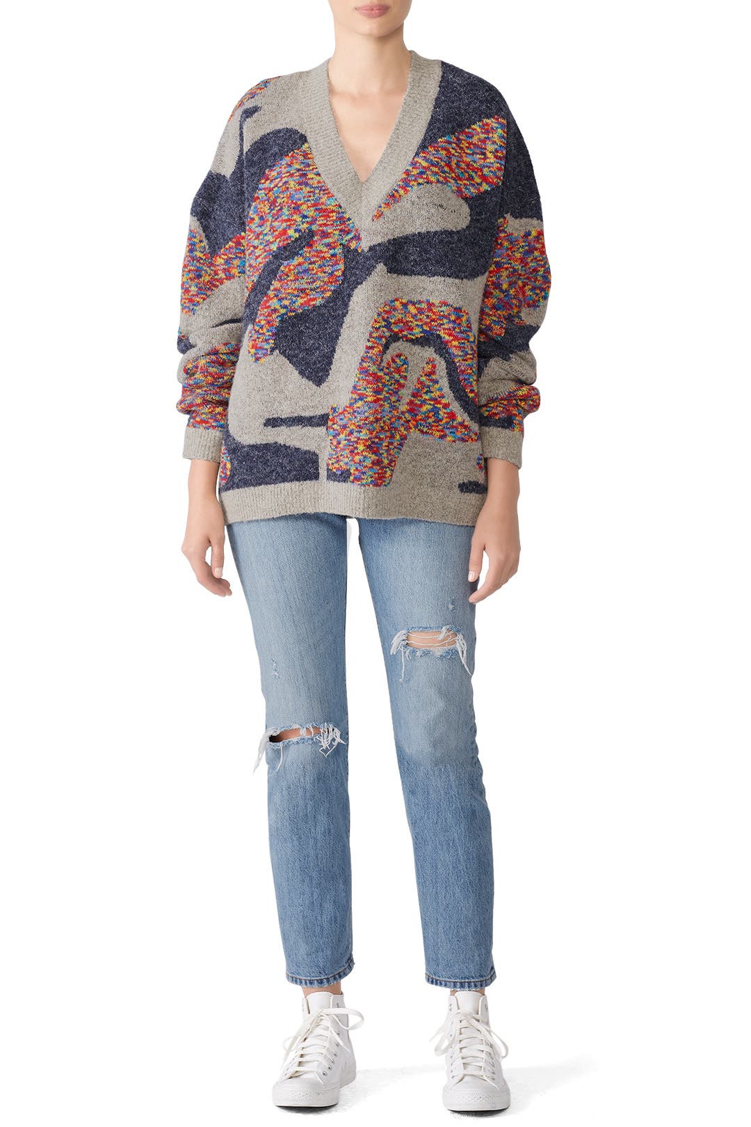 Abstract Printed Knit Sweater by J.O.A. | Rent the Runway