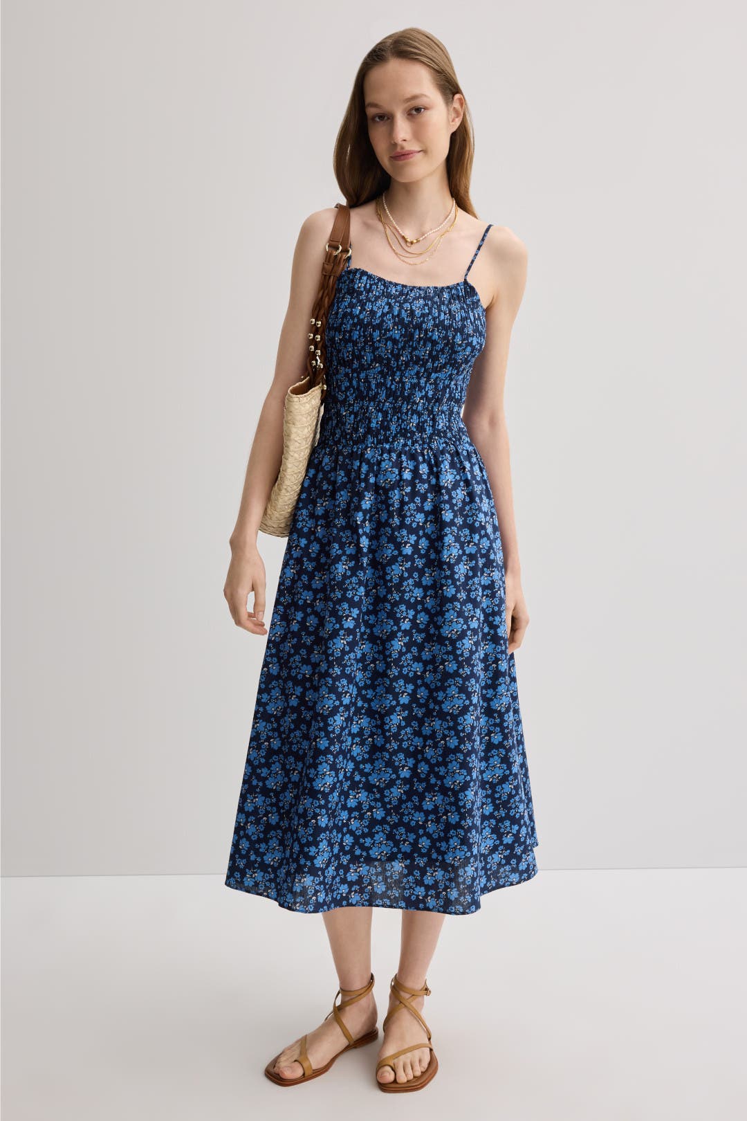 Floral Print Smocked Midi Dress by English Factory | Rent the Runway