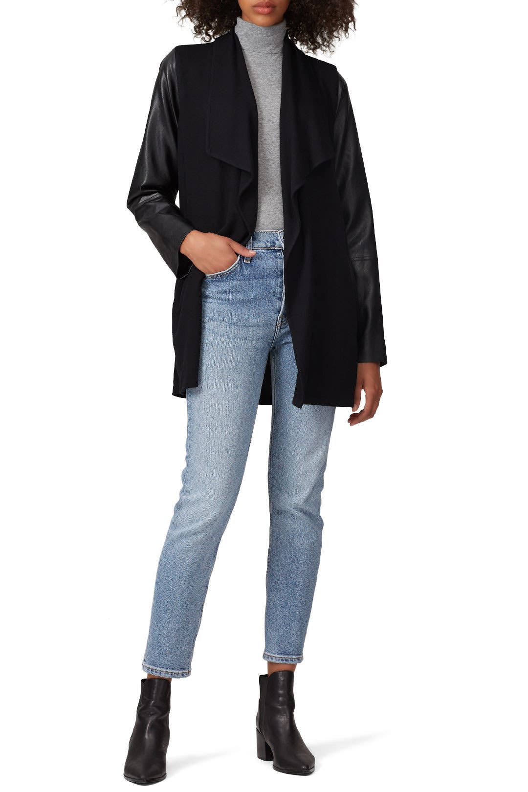 Faux Leather Contrast Jacket by Fifteen Twenty | Rent the Runway