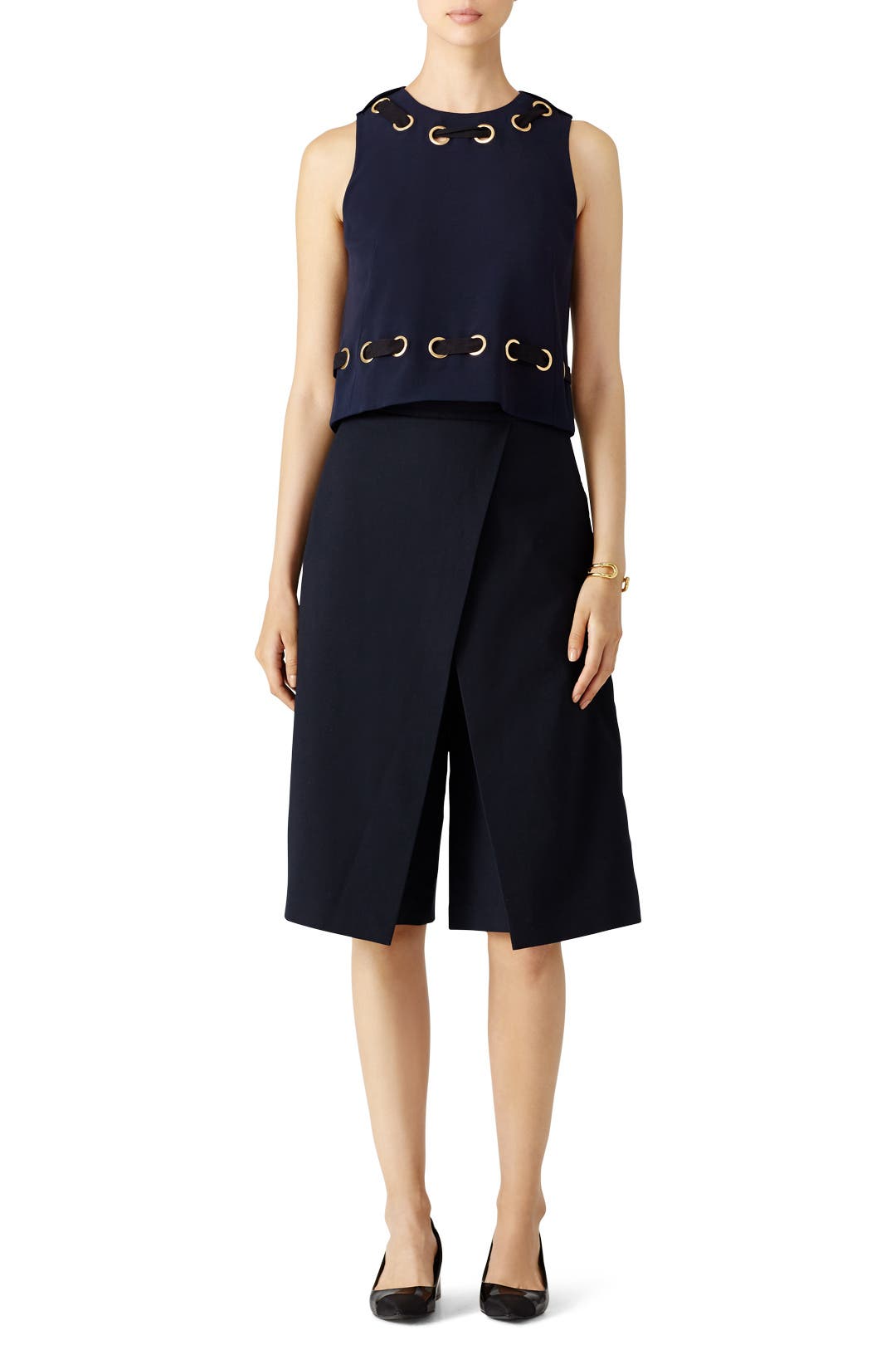 Navy Grommet Crop Top by Derek Lam 10 Crosby | Rent the Runway