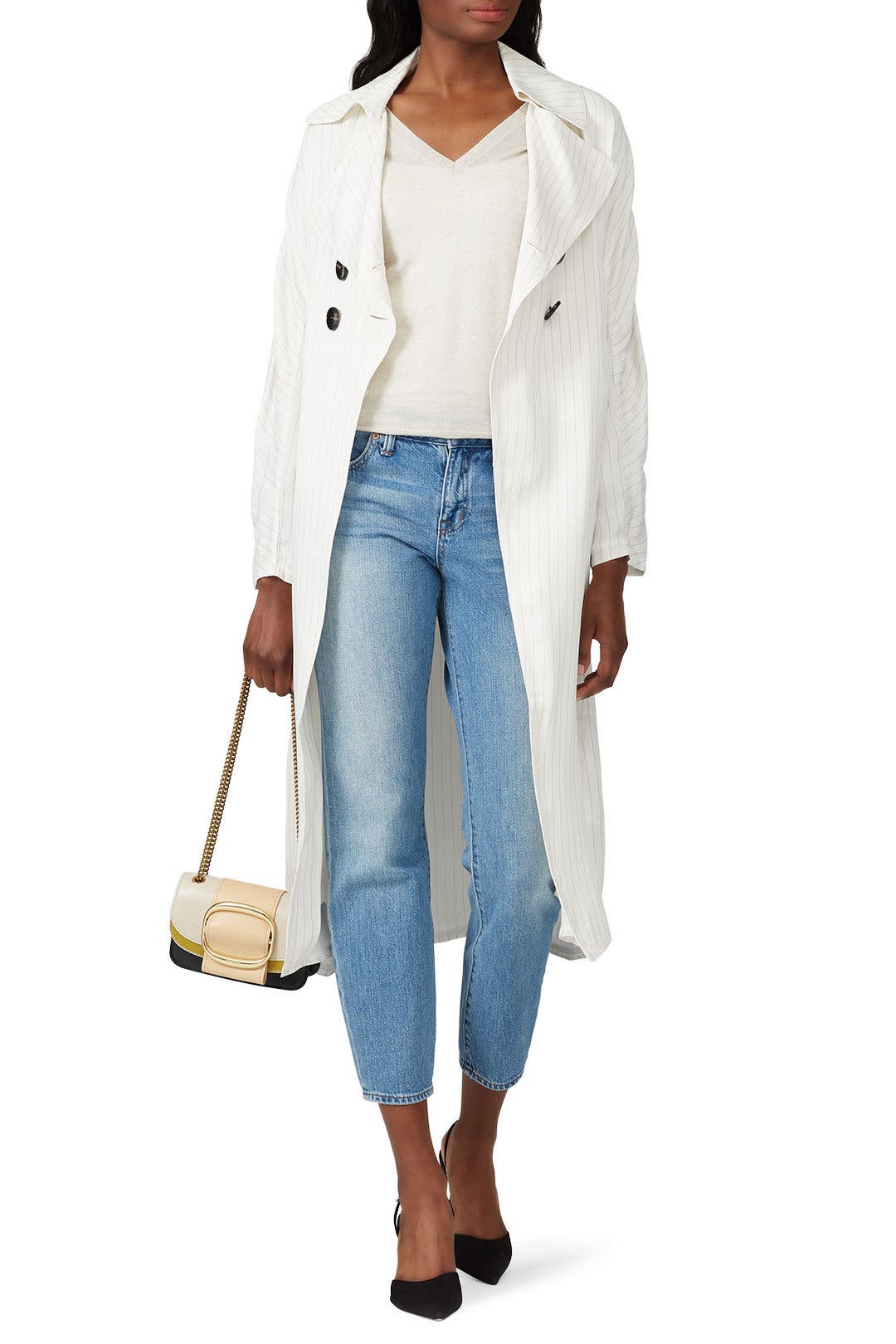 Pinstriped Trench Coat by Self-Portrait | Rent the Runway