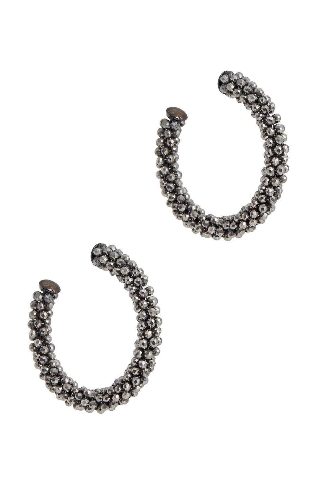 Gunmetal Large Beaded Hoops by Slate & Willow Accessories | Rent the Runway