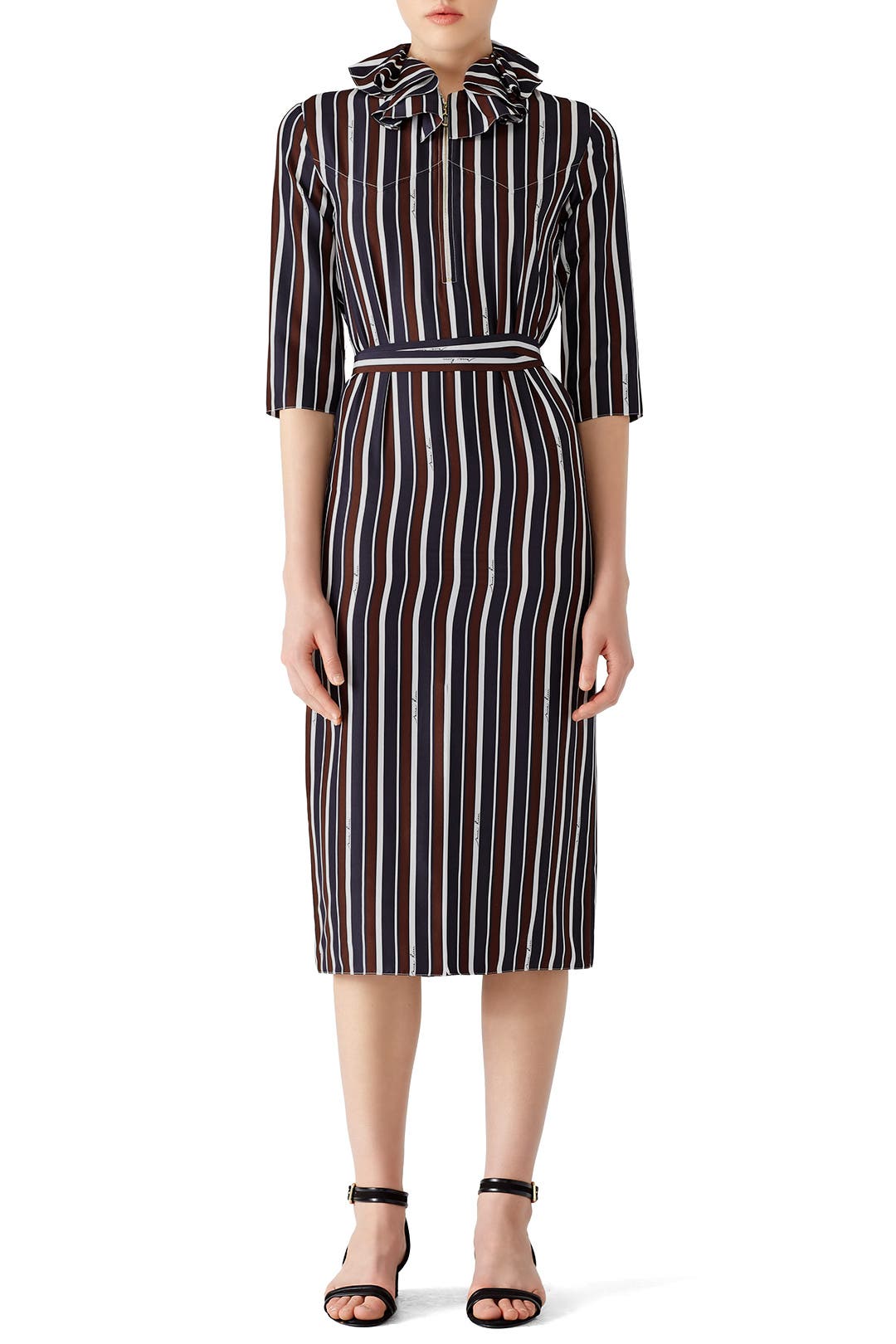 Striped Ruffle Collar Dress by Nina Ricci | Rent the Runway