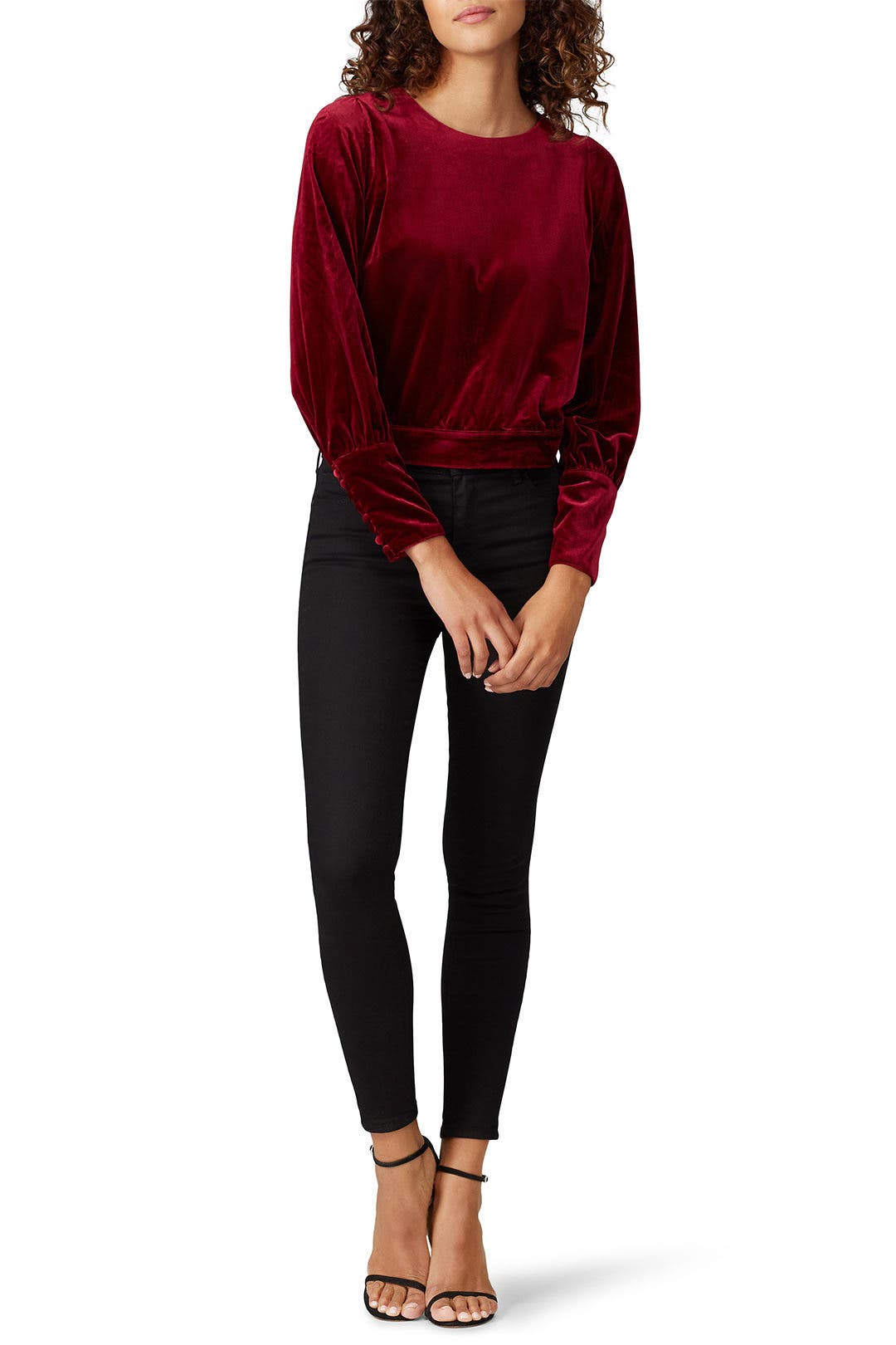 Red Stella Velvet Blouse by Adelyn Rae | Rent the Runway