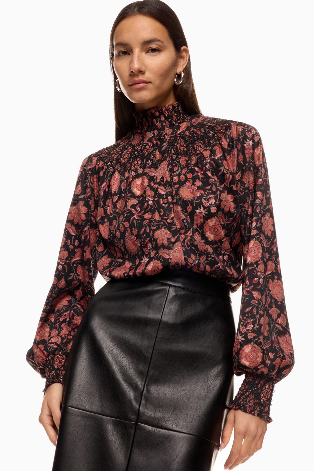 Smocked Long Sleeve Floral Top by Derek Lam 10 Crosby x RTR | Rent the ...
