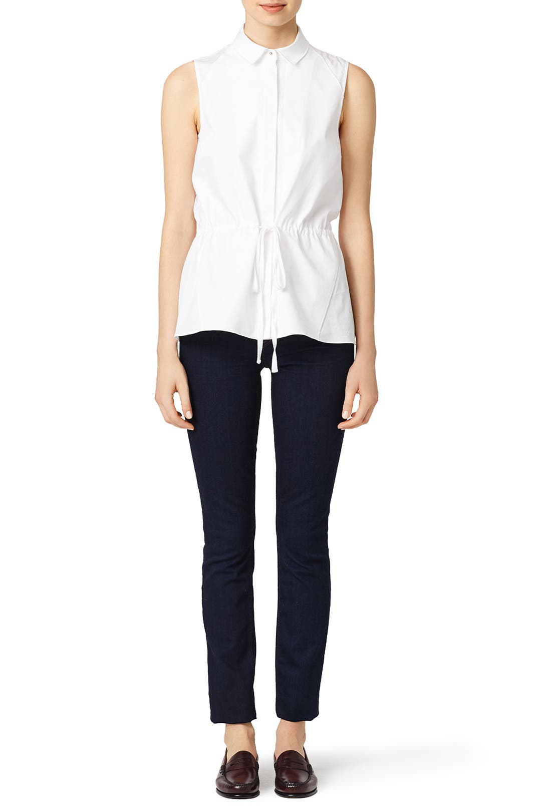 White Cinch Waist Button Down by 1 by O2nd | Rent the Runway