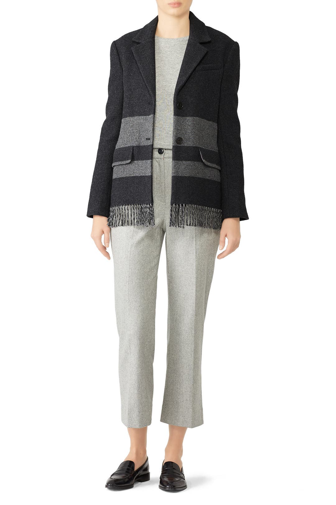 Grey Fringe Hem Jacket by Derek Lam 10 Crosby | Rent the Runway