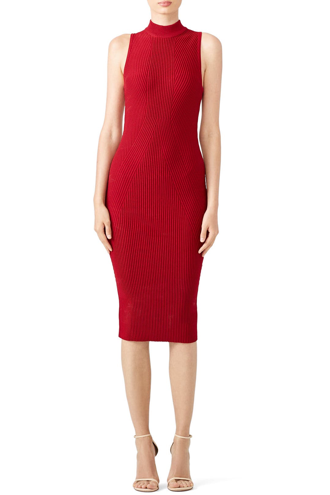 Red Ribbed Sheath by Nicole Miller | Rent the Runway