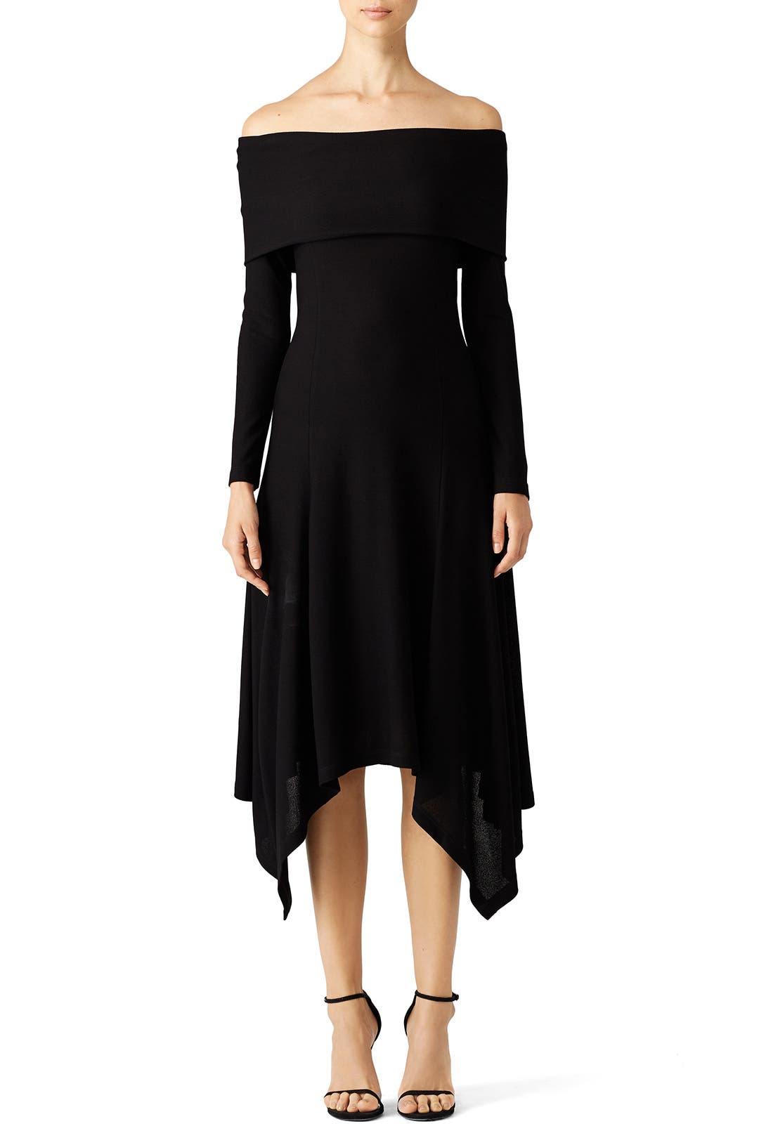 Black Fold Over Shoulder Dress by DEREK LAM | Rent the Runway