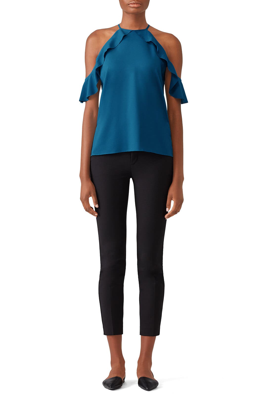 Blue Saga Ruffle Top by Cooper & Ella | Rent the Runway