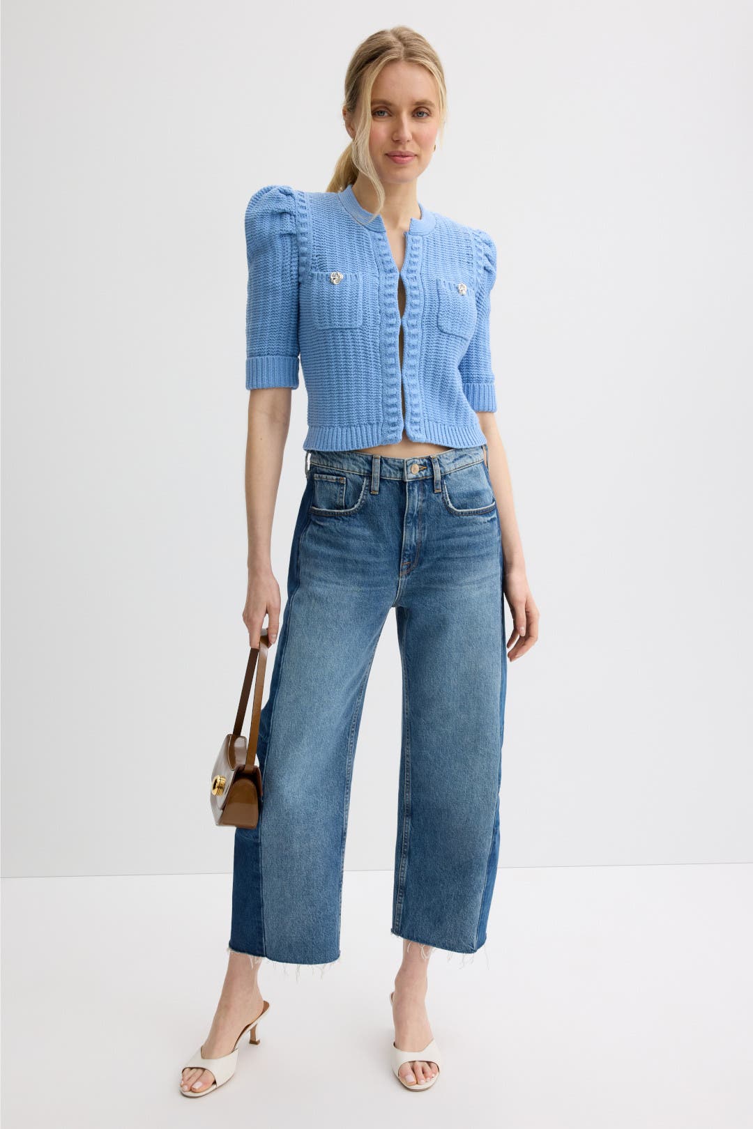 Delilah Crop Textured Cardigan by L'agence | Rent the Runway