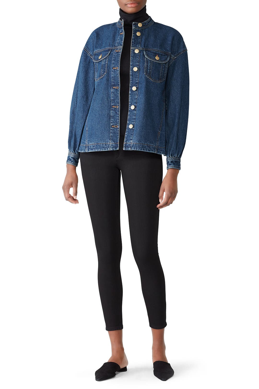 Bishop Sleeve Denim Jacket by Co | Rent the Runway