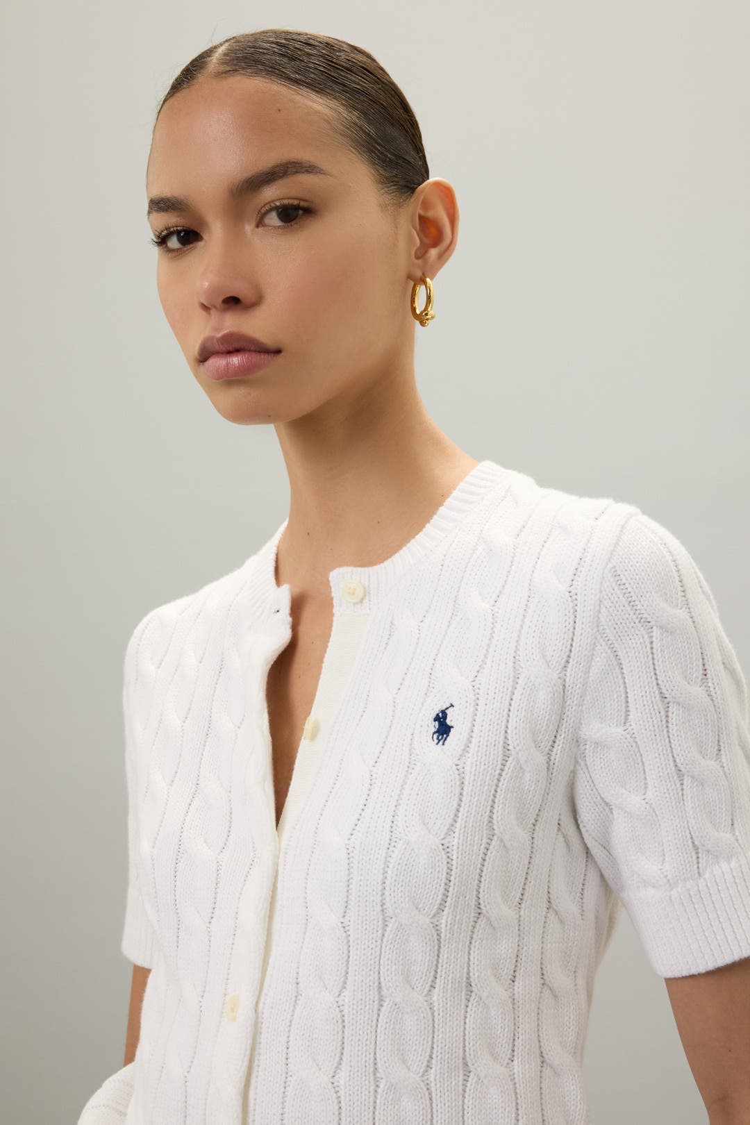 Cable Knit Short Sleeve Cardigan by Polo Ralph Lauren | Rent the Runway