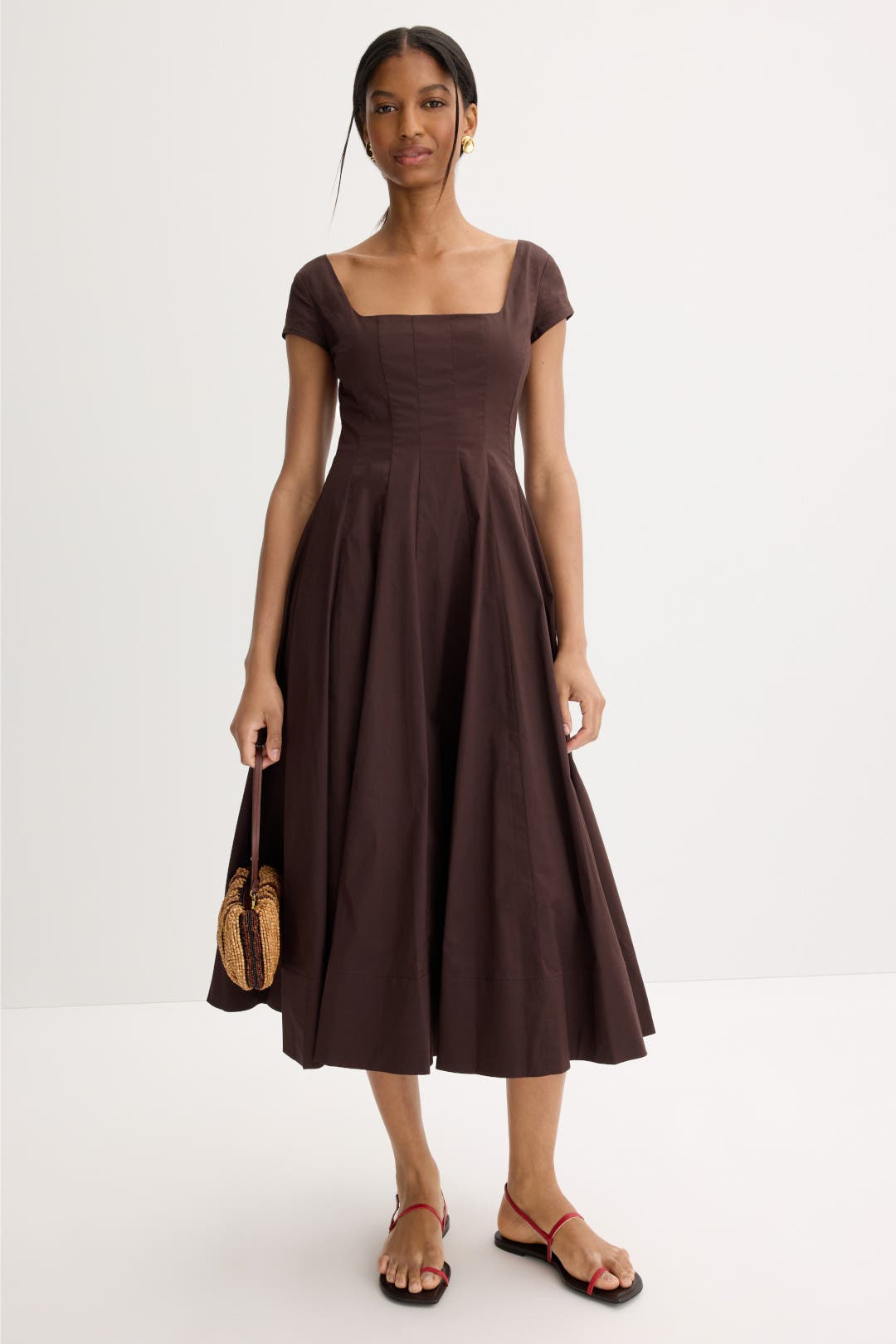 Short Sleeve Wells Dress Earth by Staud | Rent the Runway