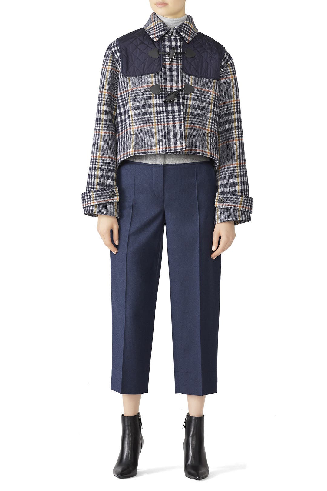 BLUE PLAID TOGGLE COAT by Carven | Rent the Runway